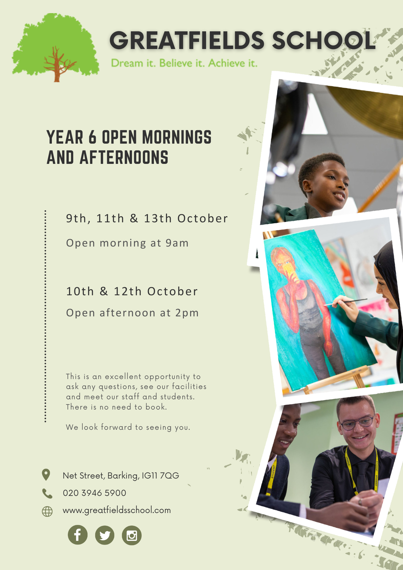 Greatfields School » Year 6 Open Mornings and Afternoons